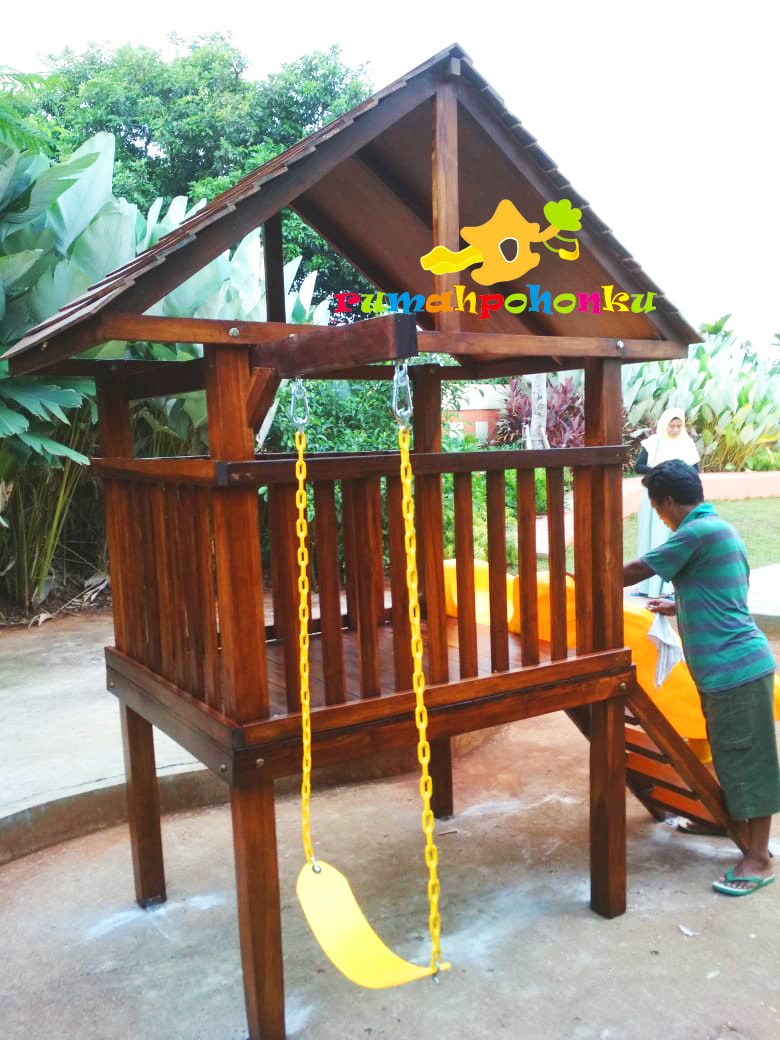 Simple Playfort 1 Custom Atap Kayu ukuran P 2.5 x L 3.5 x T 3 m | TOKO ...